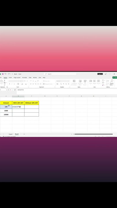 Gst With Or Without 18 Excel Excelformula Excelshorts Exceltips Excelsupport
