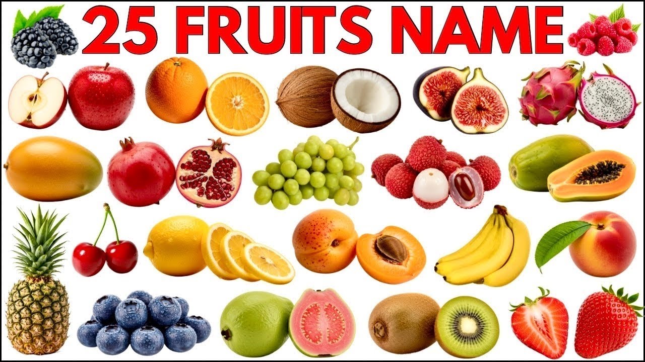 25 Fruits Name in English with Pictures | Learn Fruits Vocabulary for ...