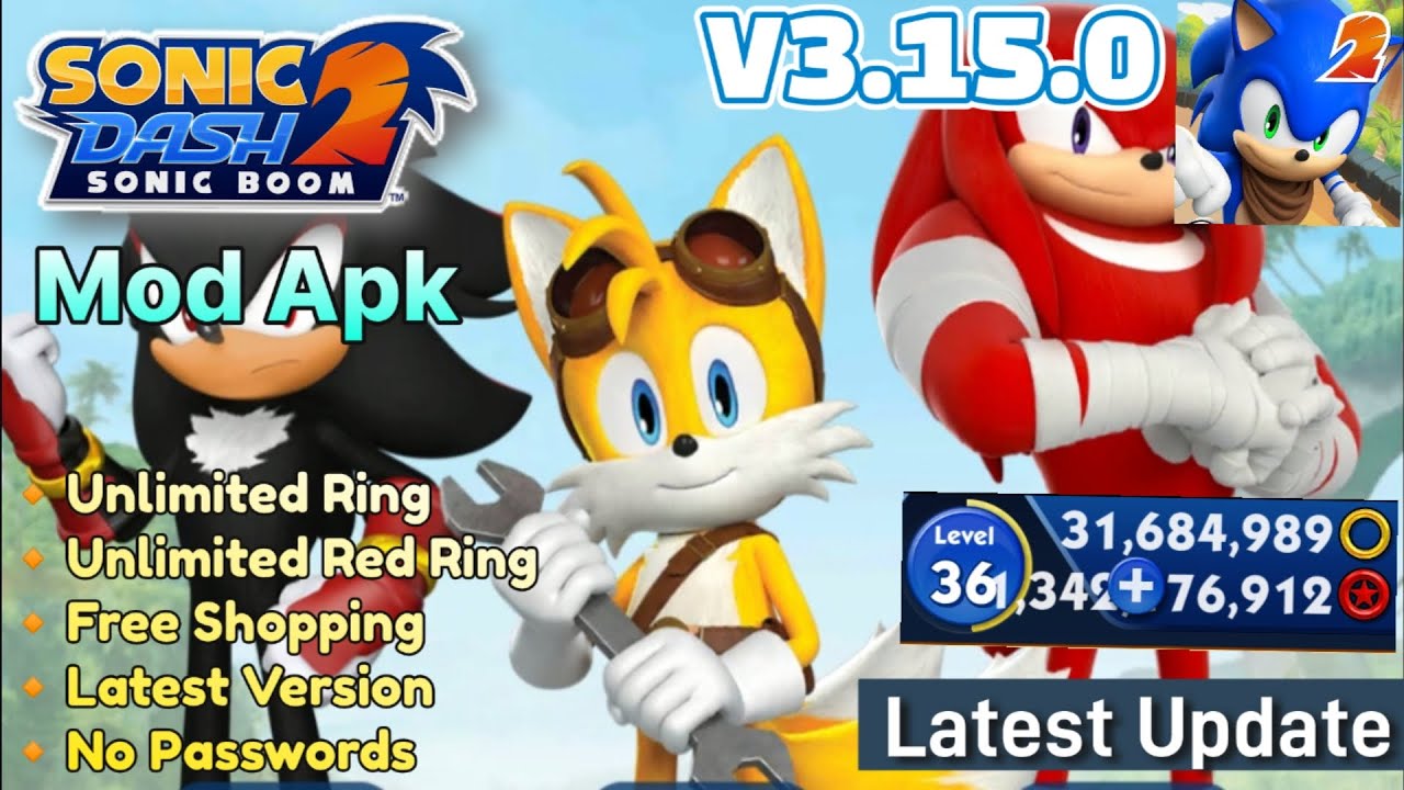 Sonic Dash 2 Mod Apk v3.15.0 Unlimited Rings Unlimited Red Rings Latest ...