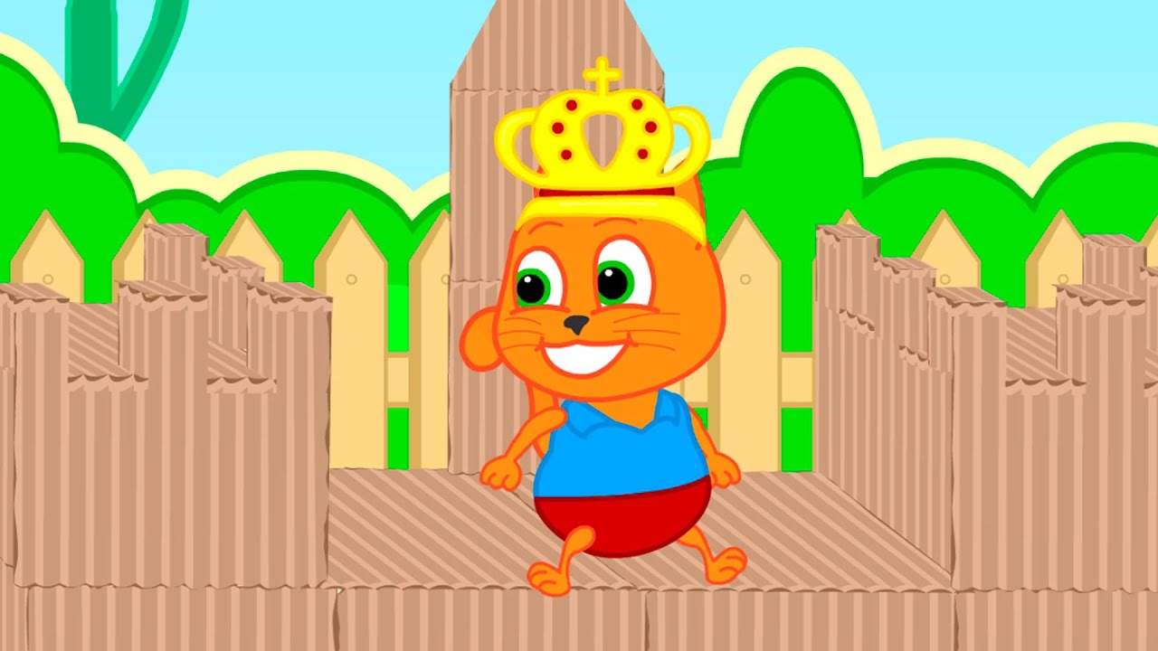 Cats Family in English - Cardboard Castle King Cartoon for Kids - YouTube