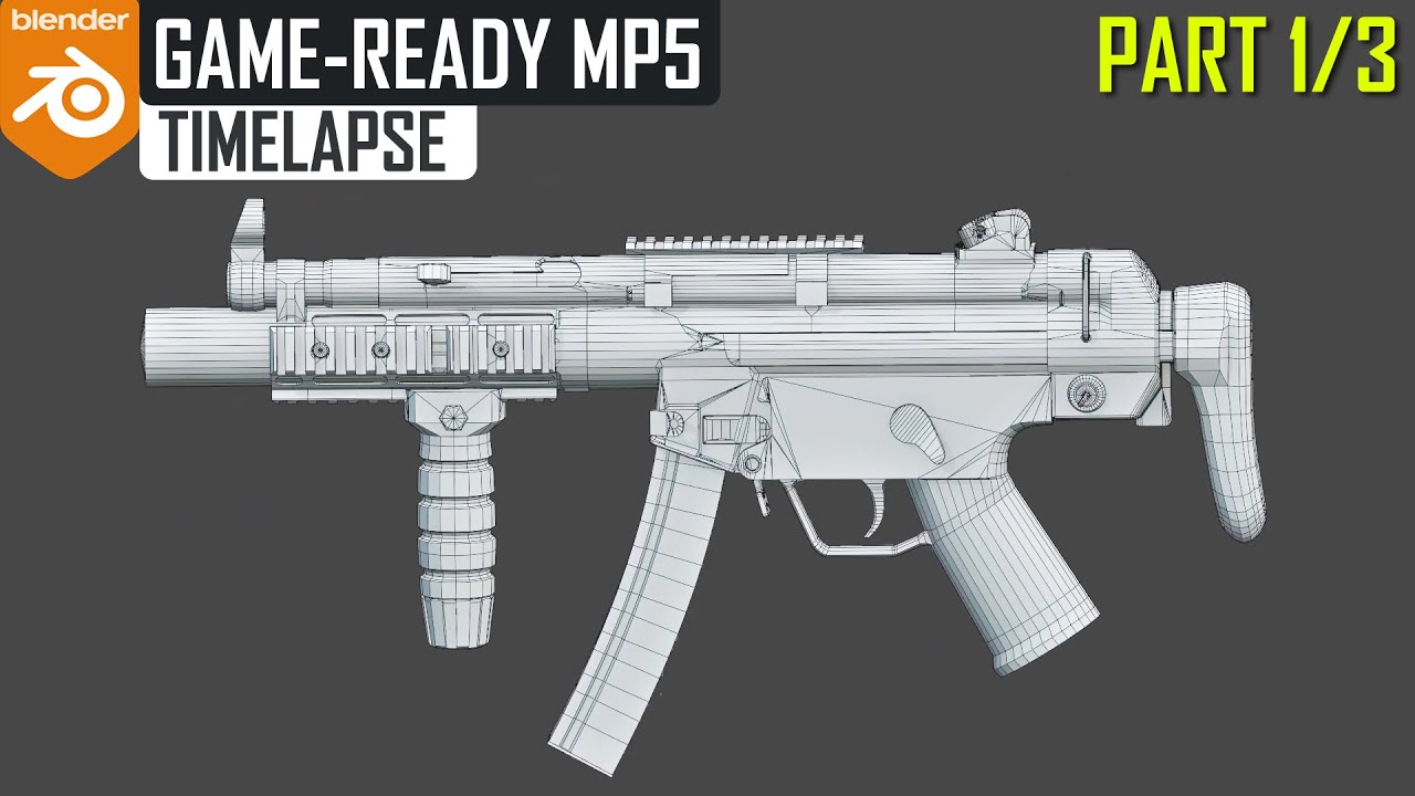 Blender Gun Modeling - MP5 SMG Weapon - Low Poly Model - (Part 1) - YouTube