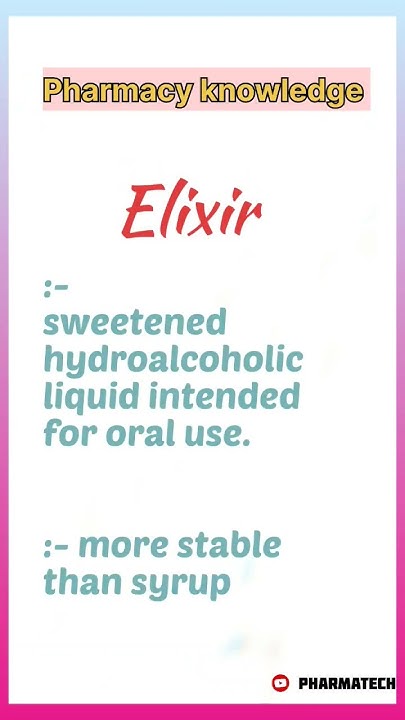 Elixir definition and examples. #shorts #bpharmacy #pharmacy # ...