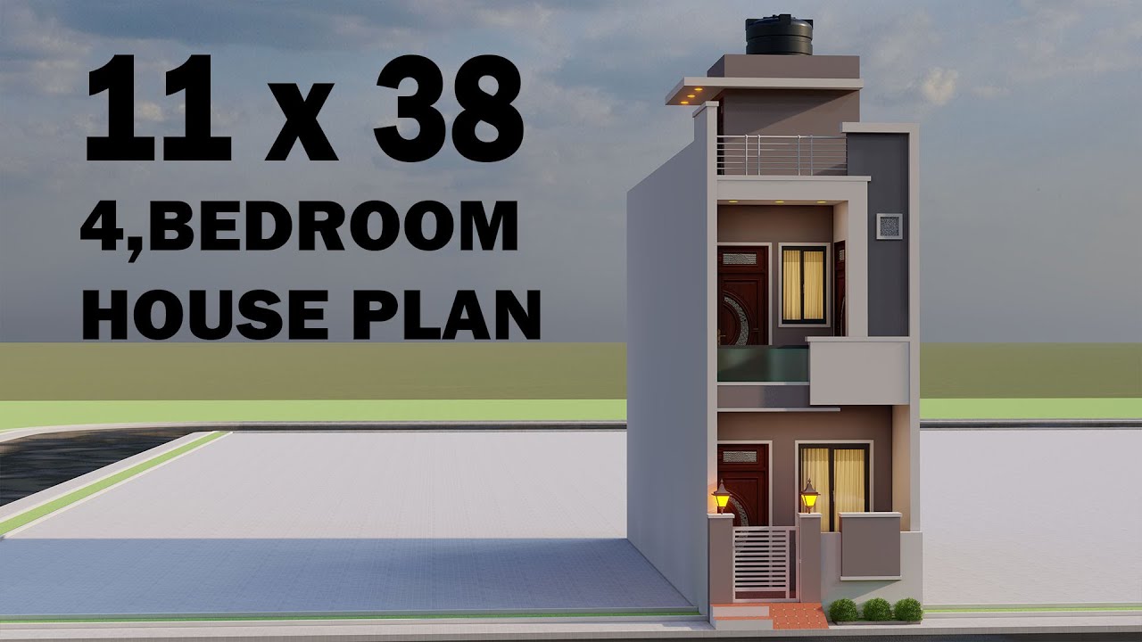 11X38 4 Bedroom Duplex House Design,छोटे से प्लोट का शानदार नक्शा - YouTube