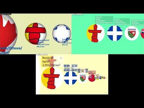 Canadian Provinces and Territories Size Comparison SIDE BY SIDE COMPARISON | Algodoo - YouTube
