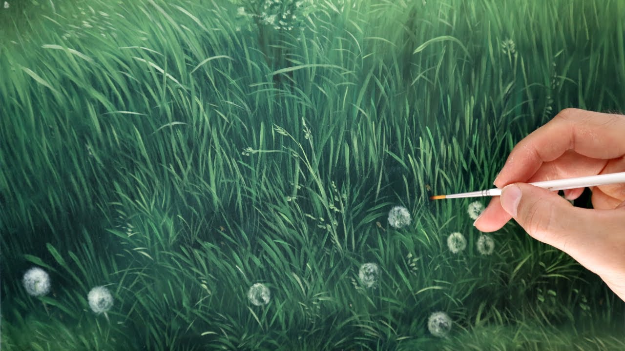 grass painting tutorial - how to easy paint realistic looking grass ...