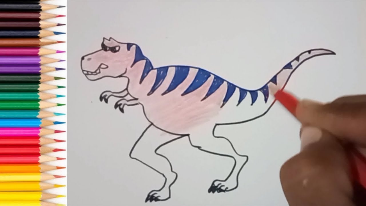 Menggambar dan mewarnai dinosaurus tirex - YouTube