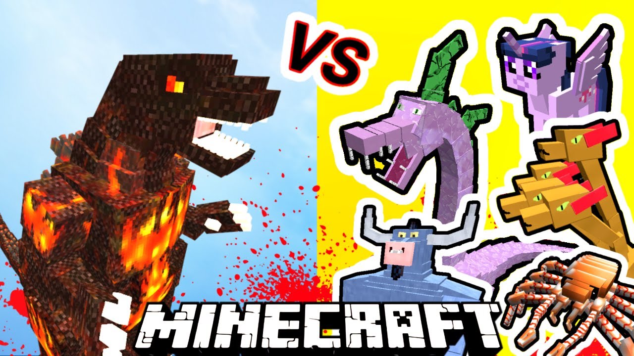 Burning Godzilla Vs. My Little Pony Mythical Creatures in Minecraft ...