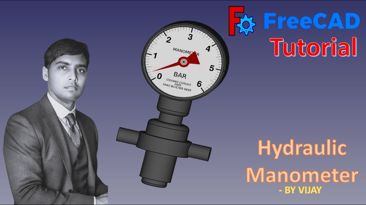 FreeCAD Tutorial : How to make a hydraulic Manometer || By Vijay #freecad - YouTube