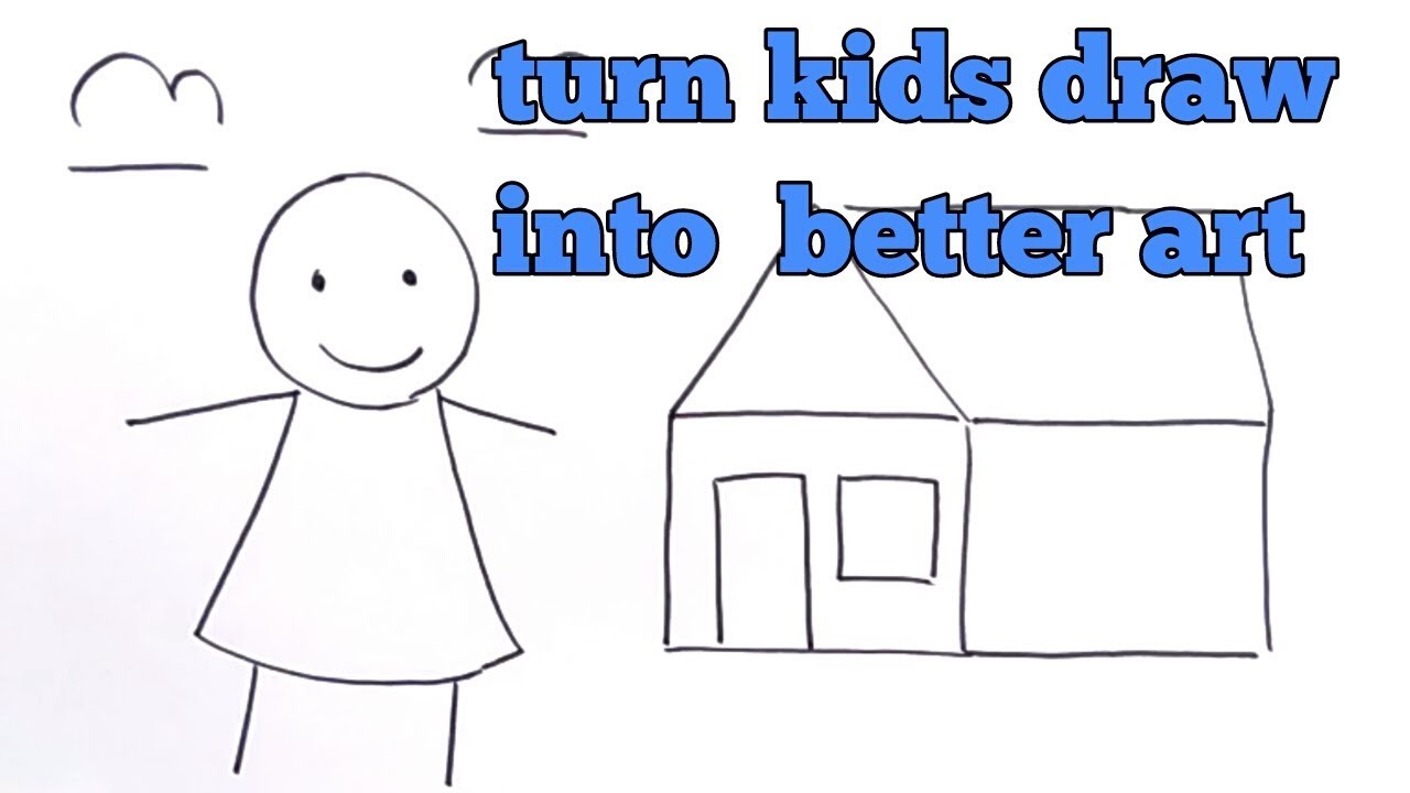 VERY EASY !, how to turn kids draw into AMAZING ART. lets draw - YouTube