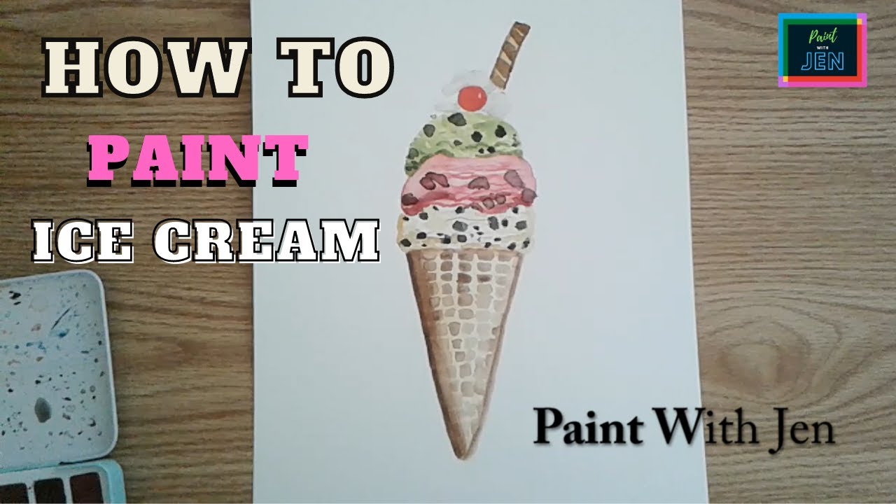 Ice Cream Art | Watercolor Speed Paint Tutorial | Watercolor Painting ...