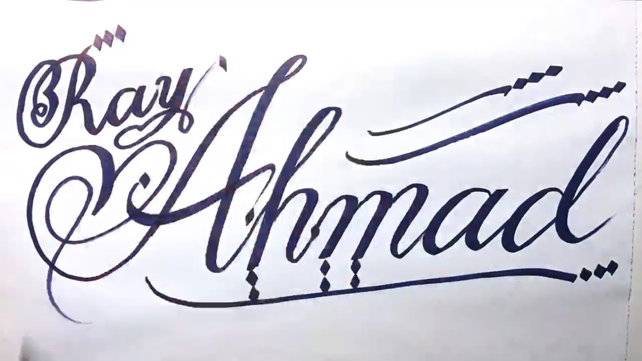 Ray Ahmad Name Signature Calligraphy Status | How to Cursive write with ...