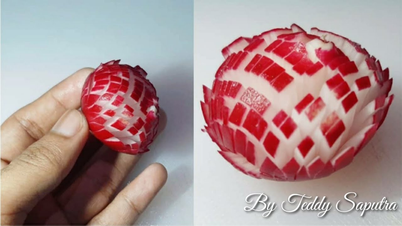 Art in red radish || Red radish garnish - YouTube