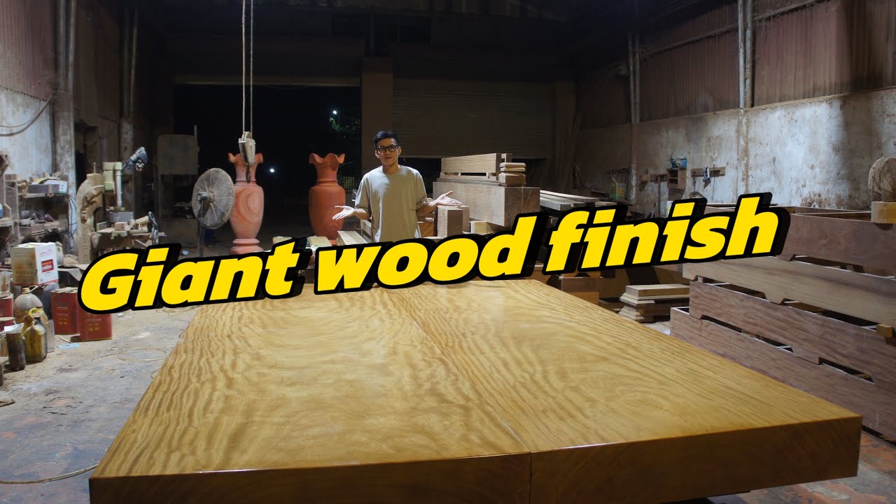Finishing the giant wood panels with beautiful, attractive grain - YouTube