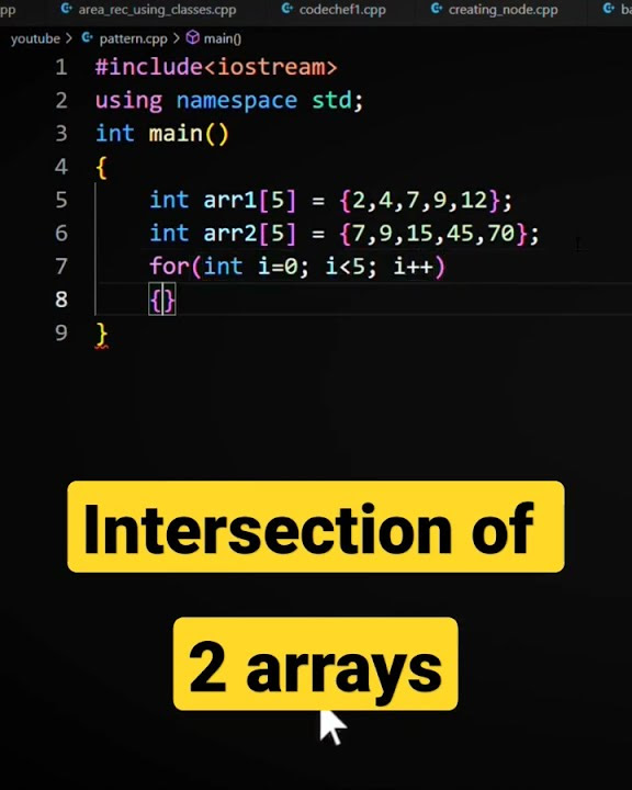 How To Find Intersection Of 2 Arrays Programming Shorts Youtubeshorts Coding Tutorials