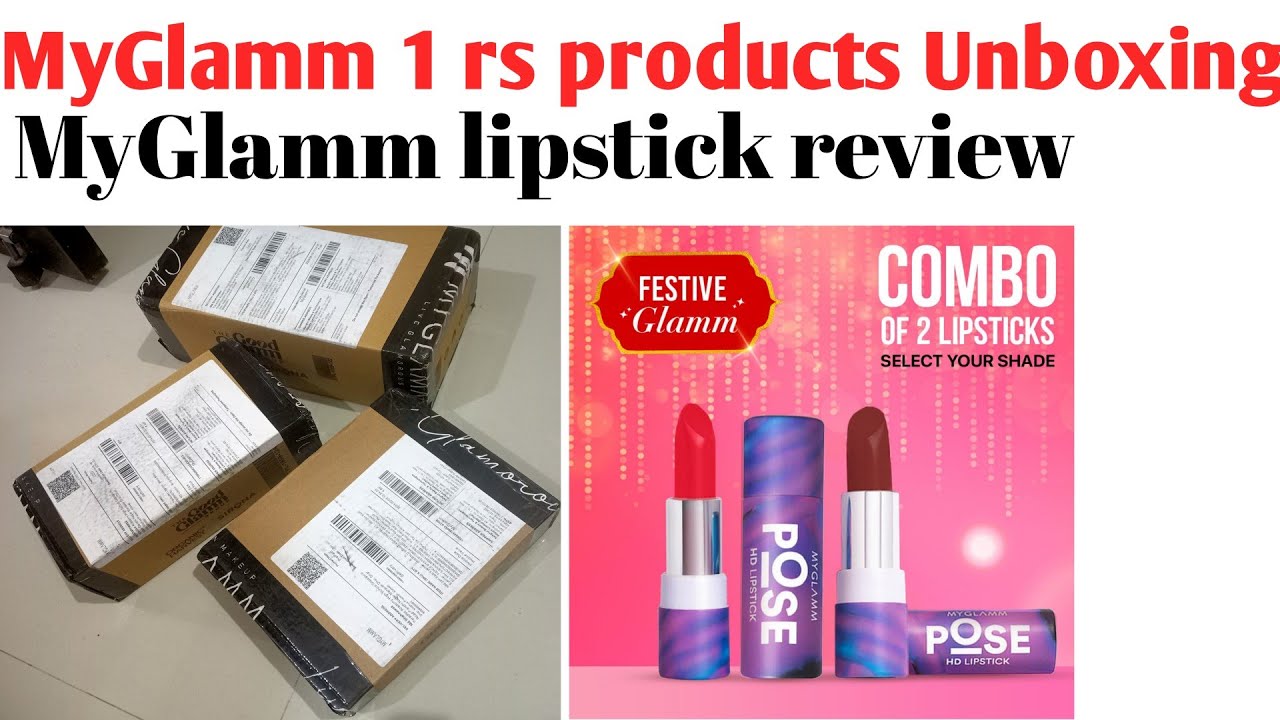 MyGlamm 1 rs Box unboxing🎁lip gloss lipstick and HD pouse lipstick ...