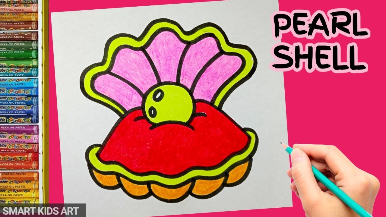 Pearl In A Shell Drawing | Draw Oyster Shell | Smart Kids Art - YouTube