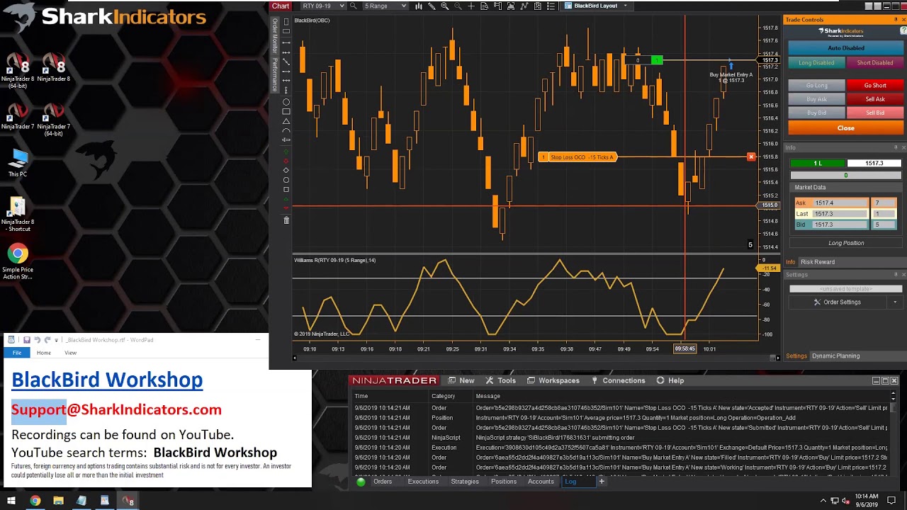 BlackBird - Flatten a Trade When Williams %R Crosses -25 or -75 Levels ...
