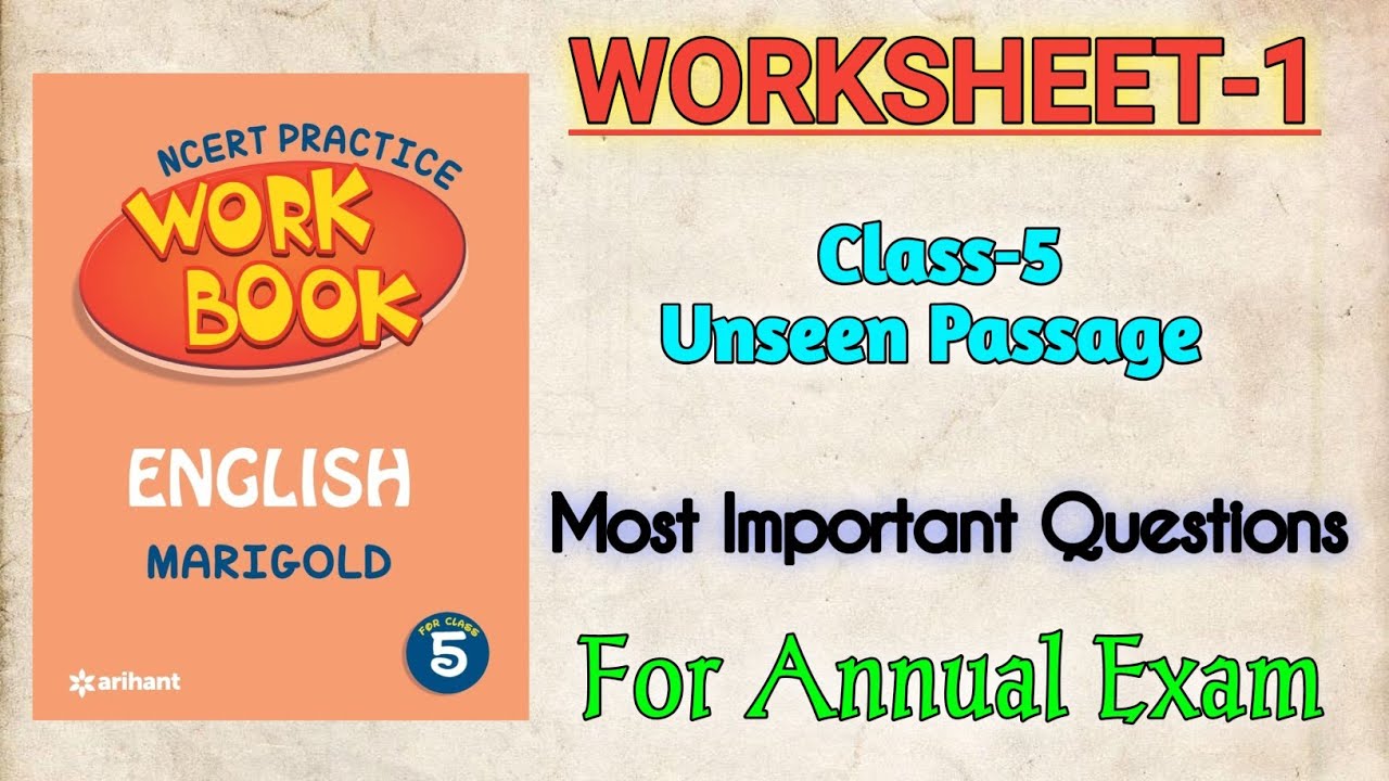 Worksheet‐01 Unseen Passage for Class 5 English Most Important ...
