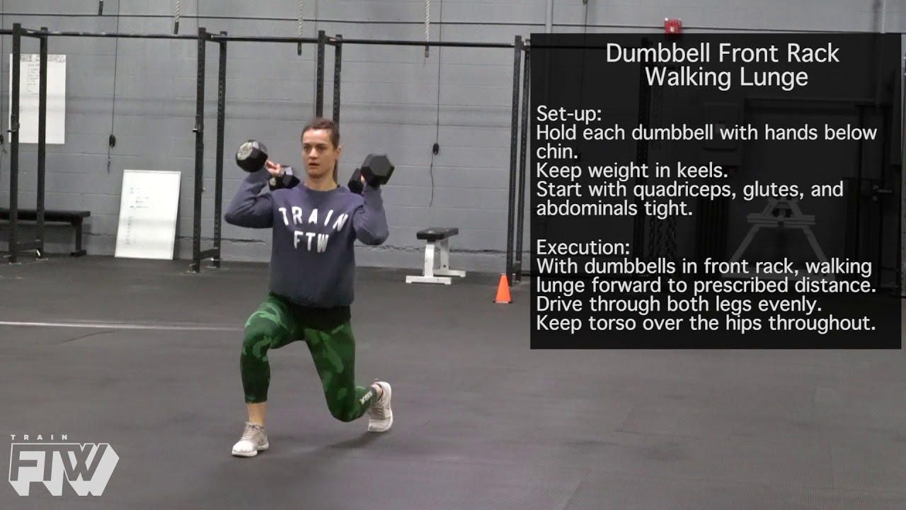 Dumbbell Front Rack Walking Lunge - YouTube