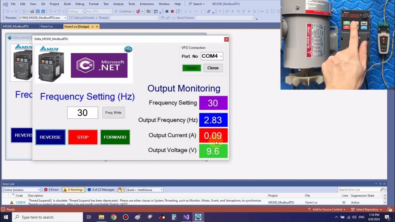 Delta MS300 & Visual Studio C# "Modbus RTU" - YouTube
