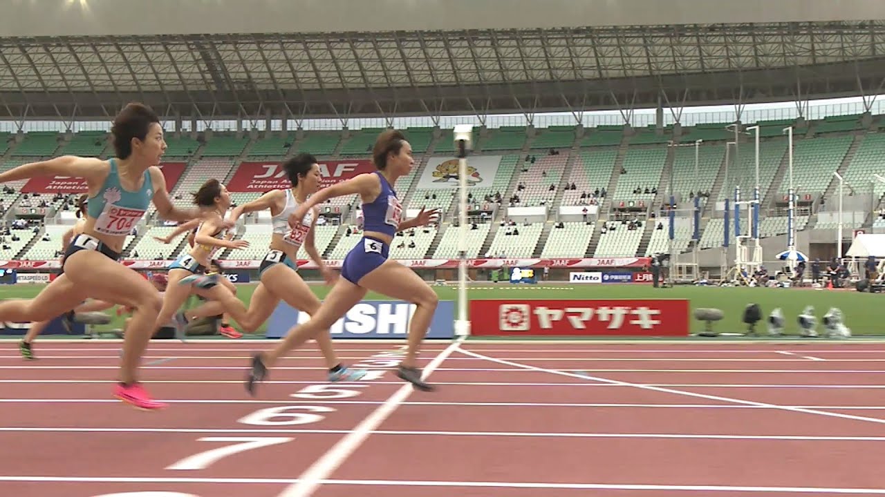 【第107回日本選手権】女子 100m 準決勝2組 - YouTube