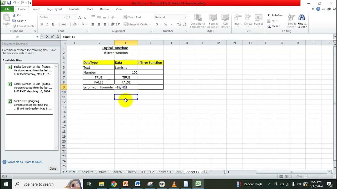 IF Error Function in MS Excel Tutorial Bangla | How to use If Error formula in Excel #foryou # ...