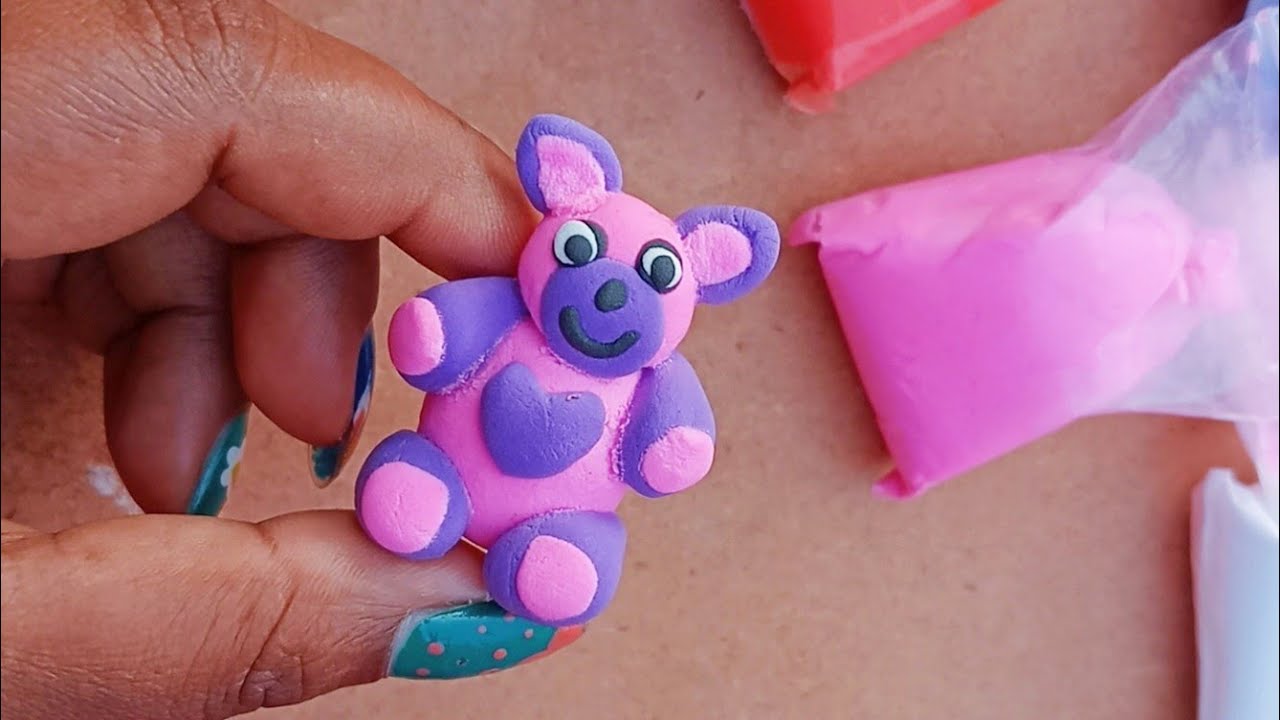 how to make teddy bear with air dry clay / air dry clay craft / teddy ...