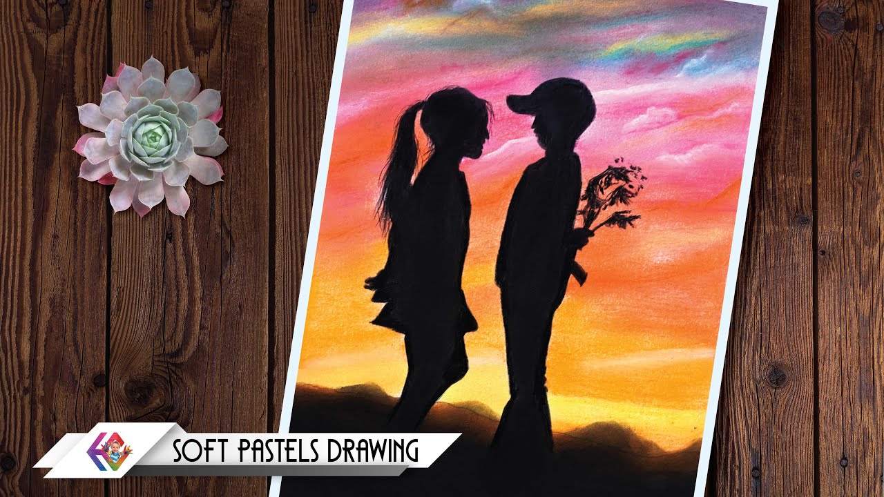 Boy giving flowers to girl romantic / Drawing for Beginner with Soft ...