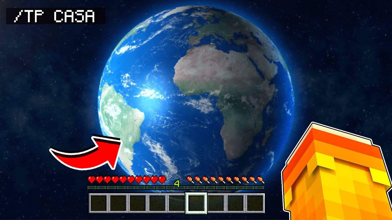 ESSE MAPA TEM O TAMANHO REAL DA TERRA NO MINECRAFT! (Achei Minha CASA ...