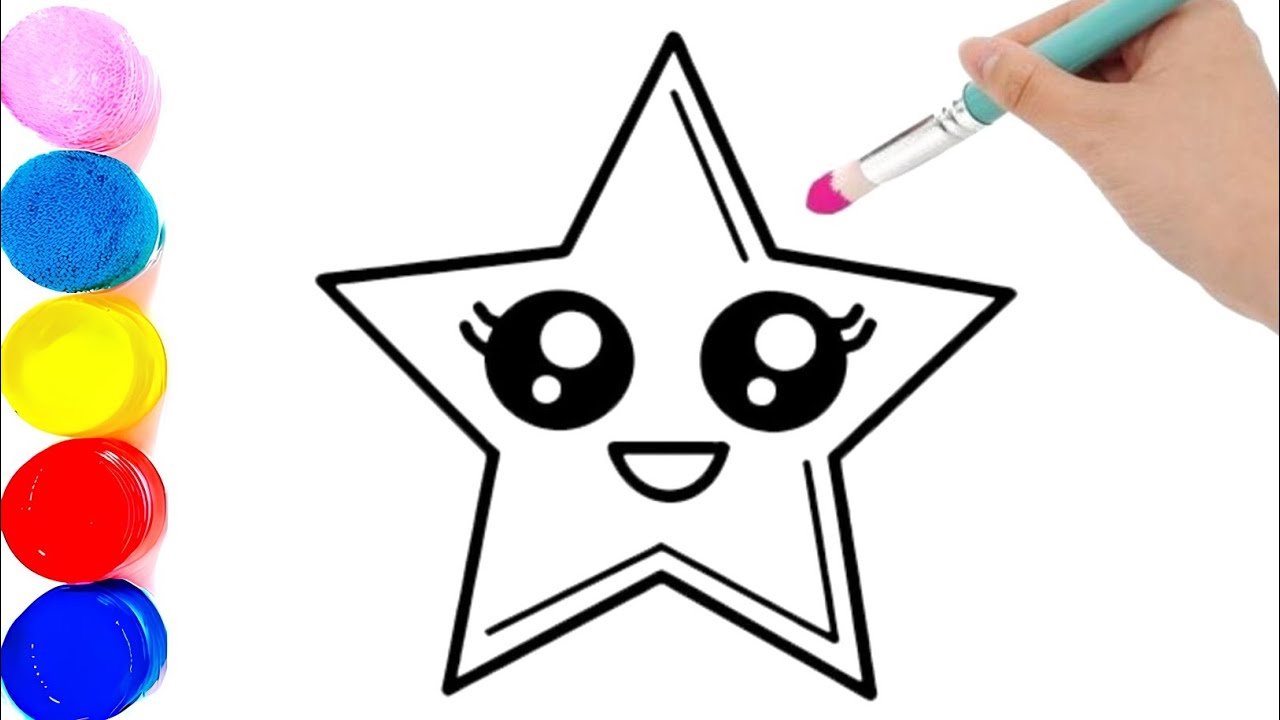How to draw a star step by step || kids star drawing and colouring ...