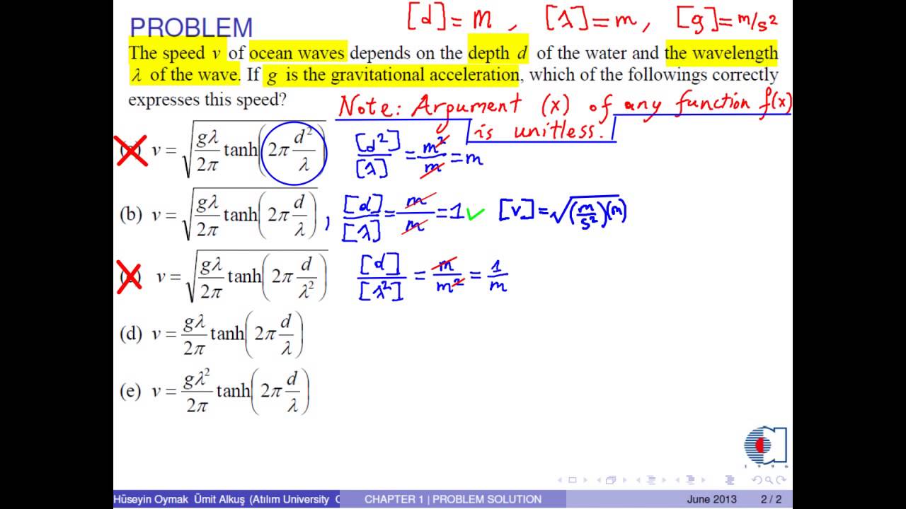 chapter 01 problem 09 dimension analysis - YouTube