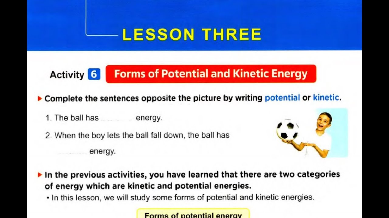 Grade4 LESSON 3 Concept2.2 "Forms of Potential energy and Kinetic"شرح ...