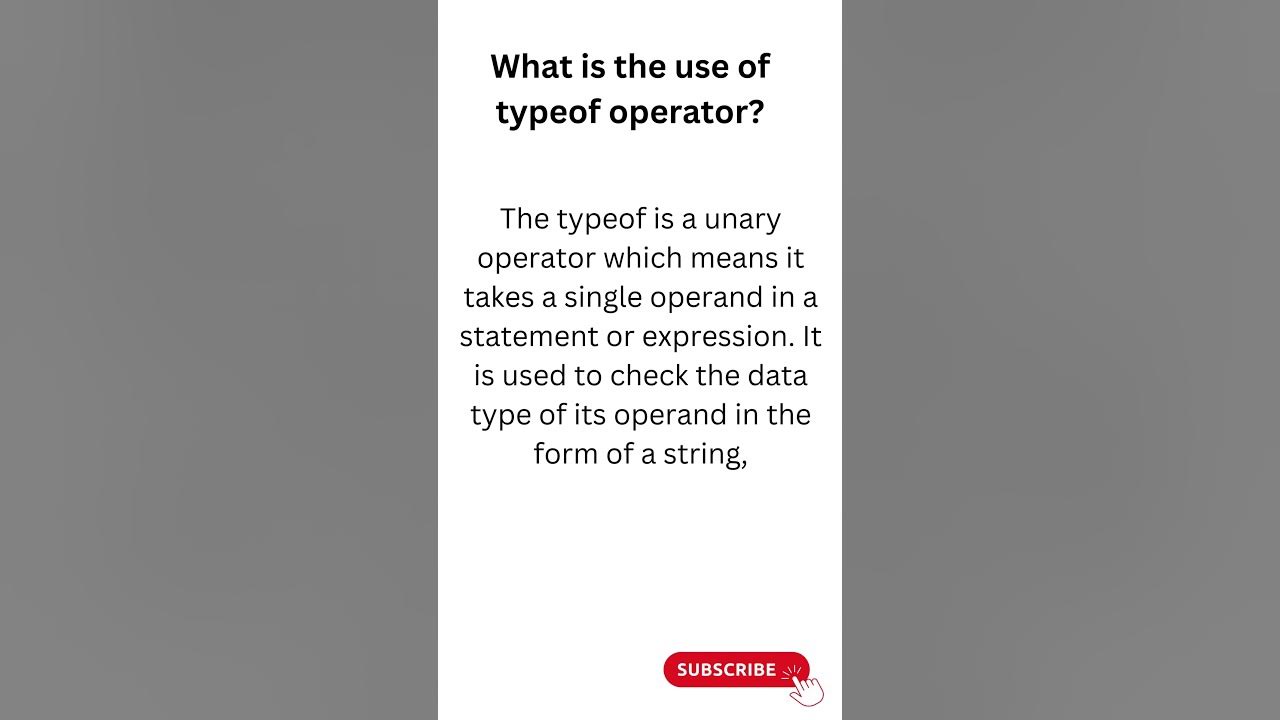 What is the use of typeof operator #technology #codinginterview # ...