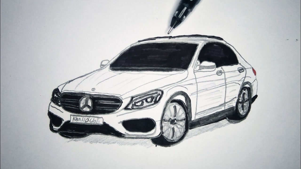How To Draw Mercedes C Class - YouTube