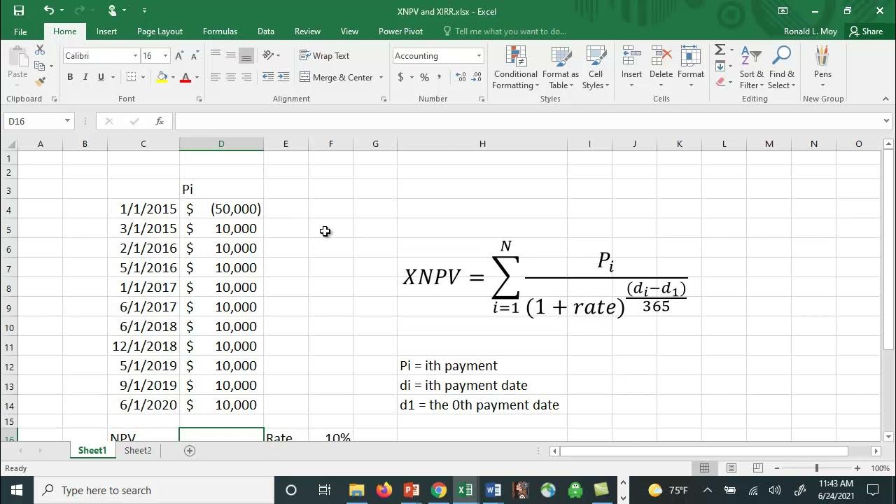 XNPV and XIRR Functions in Excel - YouTube