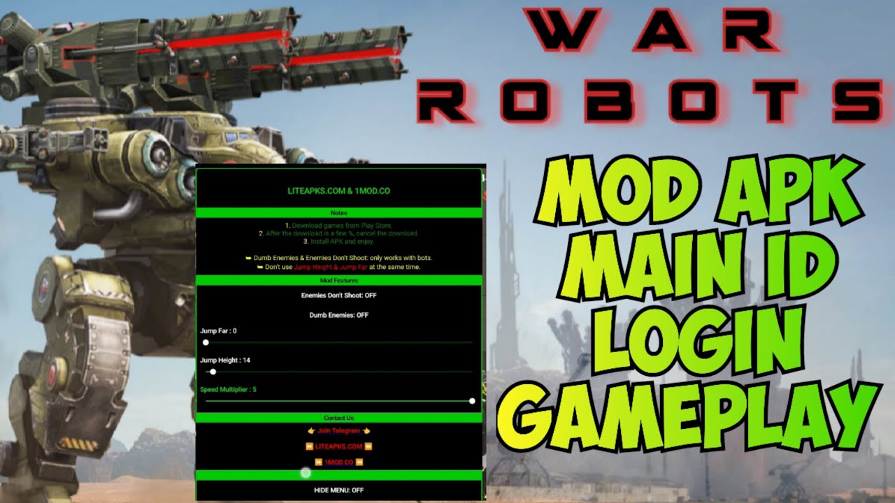 HACK WAR ROBOTS 💯|| MAIN ID LOGIN GAMEPLAY || MOD APK - YouTube