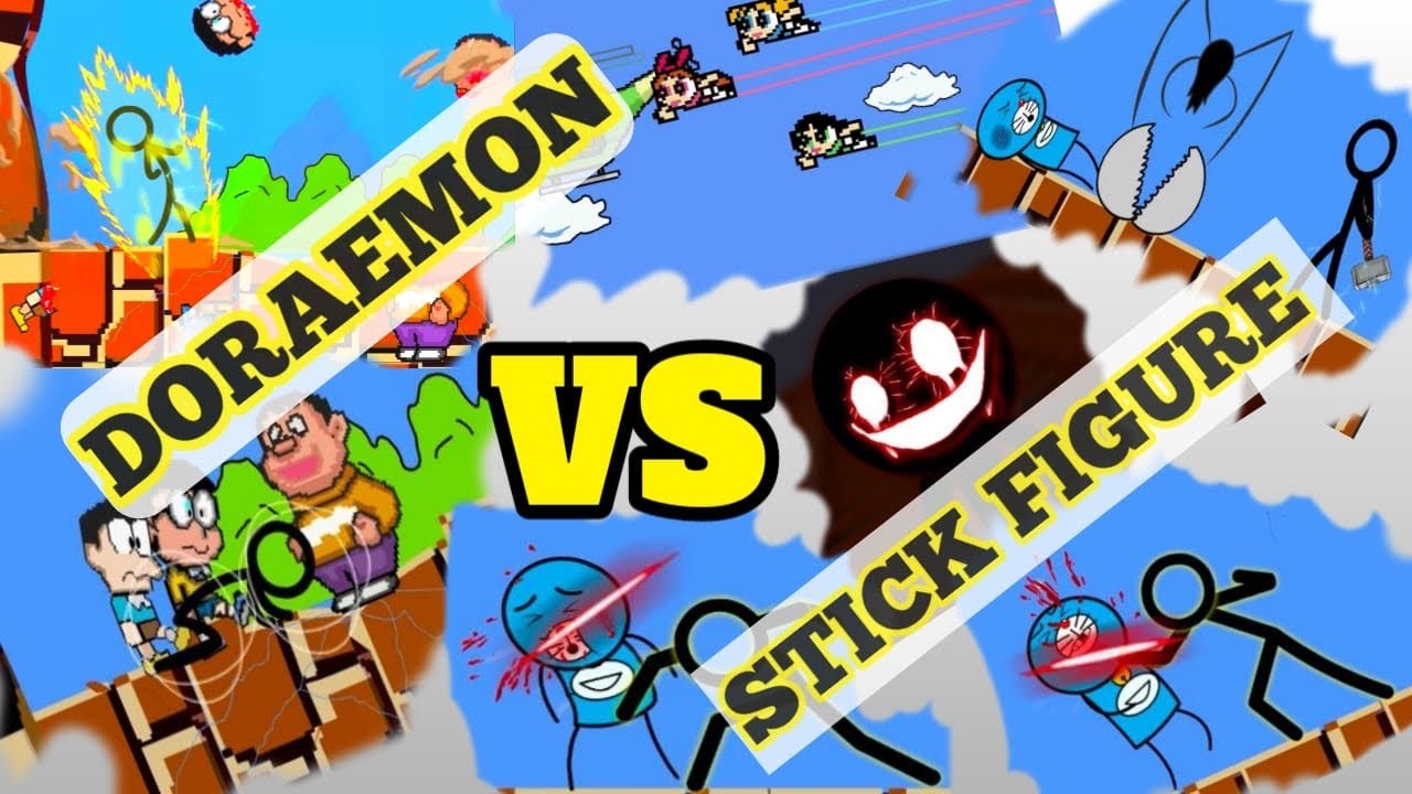 DORAEMON 🐱 🐈VS STICK FIGURE // Full Fight // Power puff girls// Spider ...