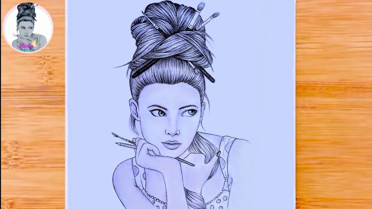 How to draw a girl step by step || Easy Drawing tutorial || Bicky ...