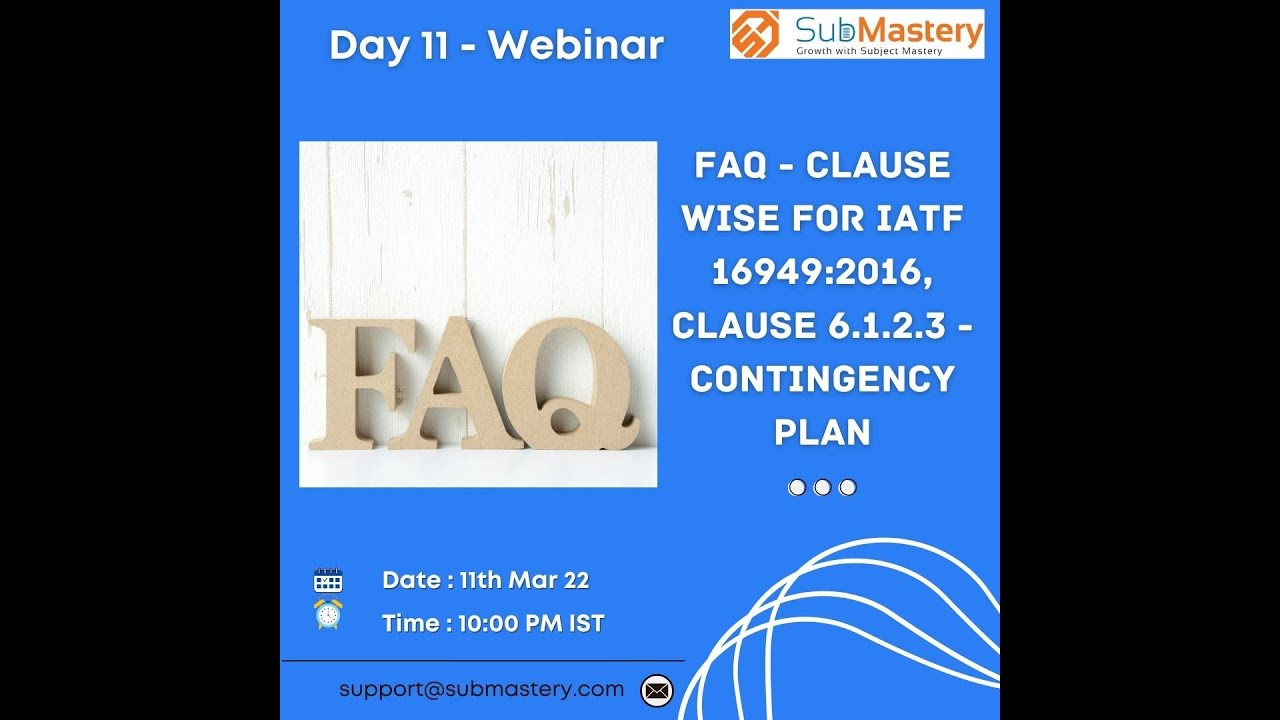FAQ - Clause wise for IATF 16949 : 2016 , Clause 6.1.2.3 - Contingency ...