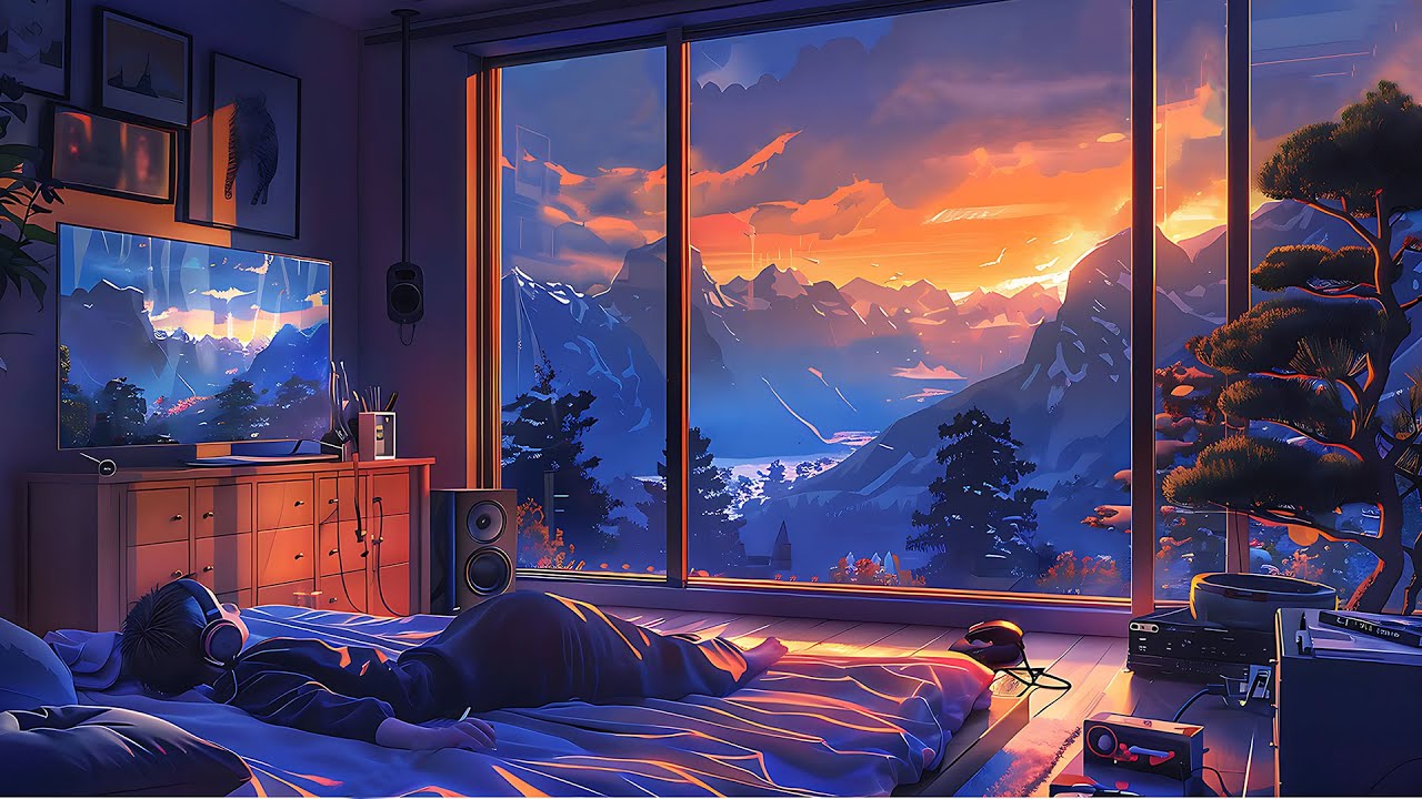 Rain on sunset 🌦 Chillout Chill~Chill lofi mix to Relax, Work, Stress ...