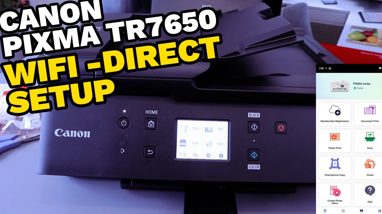 Canon PIXMA TR 7650 WIFI - DIRECT Setup and Print a Document Test - YouTube