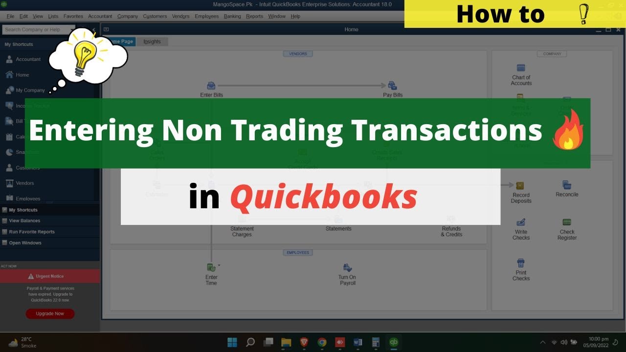 How to Entering Non Trading Transactions in Quickbooks - YouTube