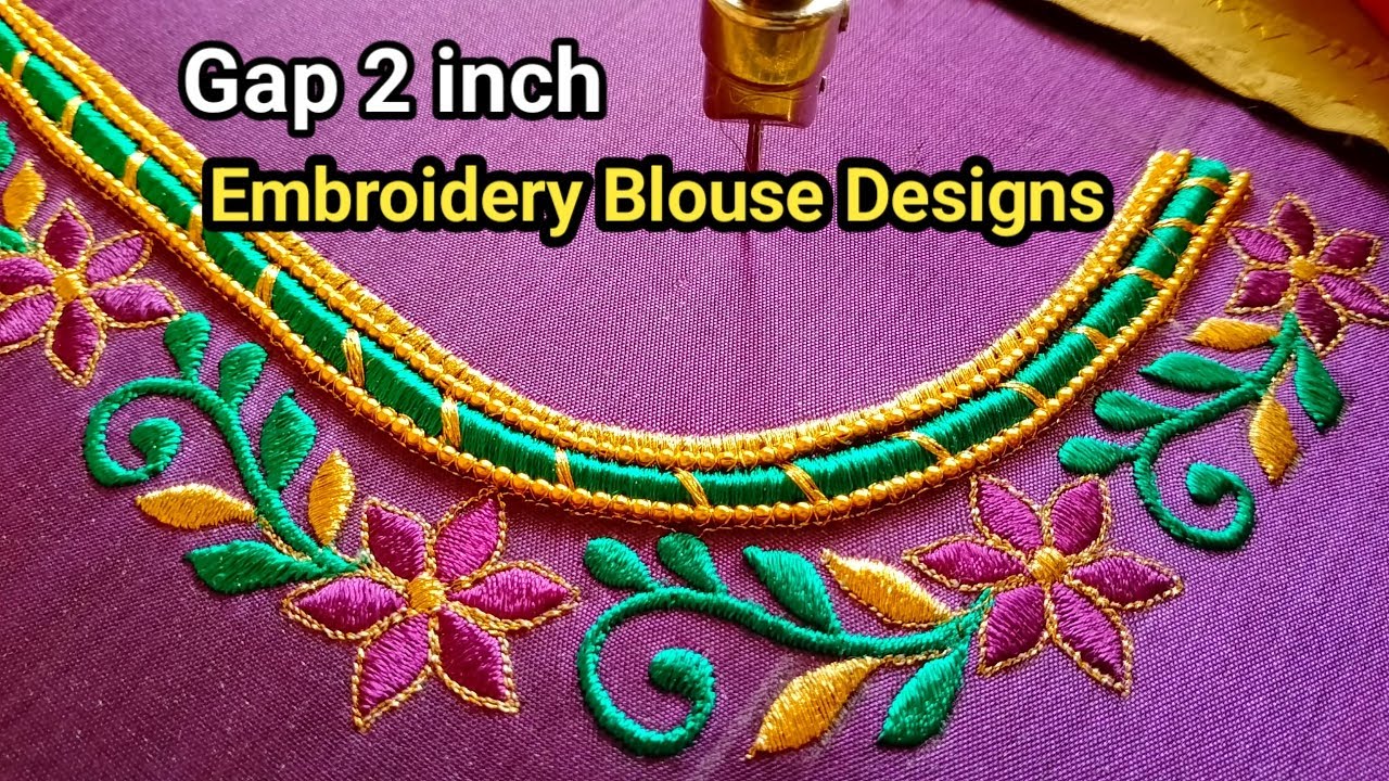 normal machine embroidery blouse designs ! sewing embroidery - YouTube
