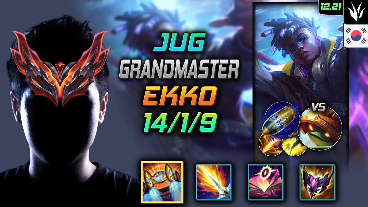 GrandMaster Jungle Ekko Build Hextech Rocketbelt First Strike - LOL KR ...