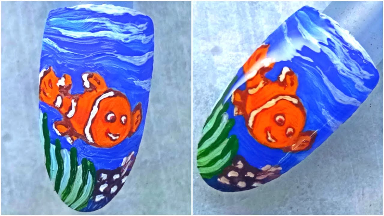How to Make Disney's Finding Nemo Nail Art - YouTube