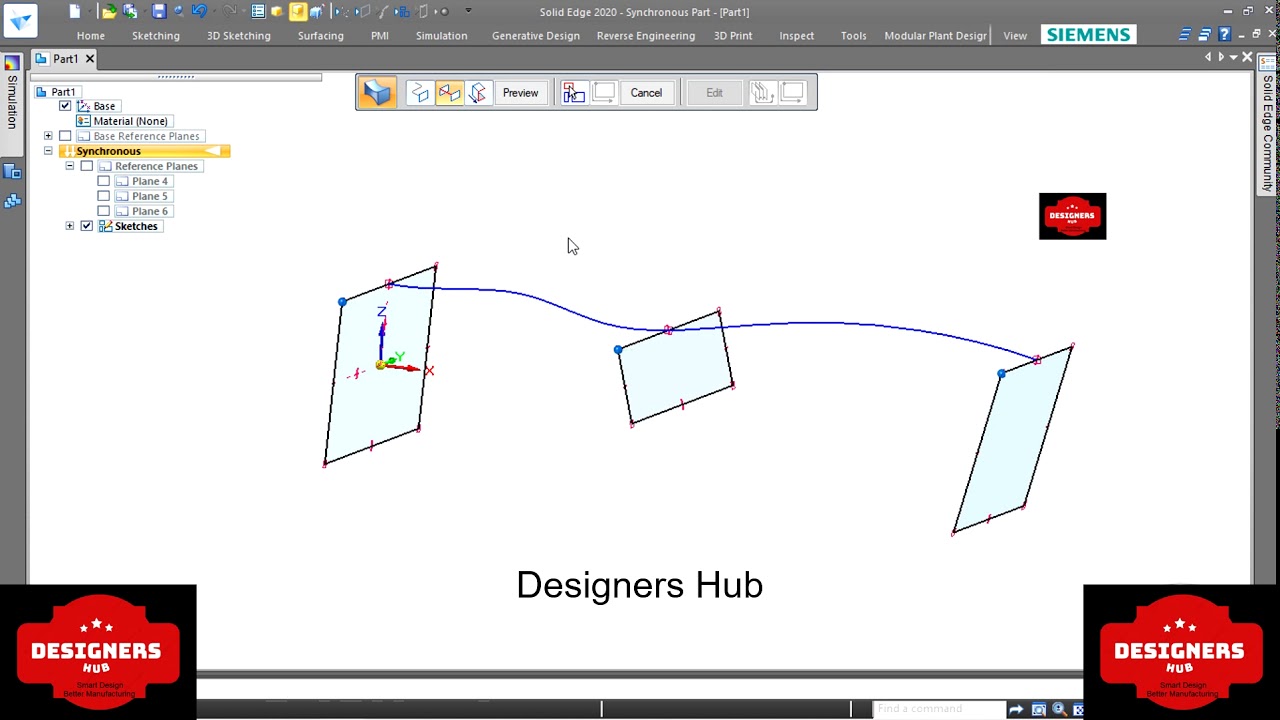 Solid Edge Loft using Guide Curve - YouTube