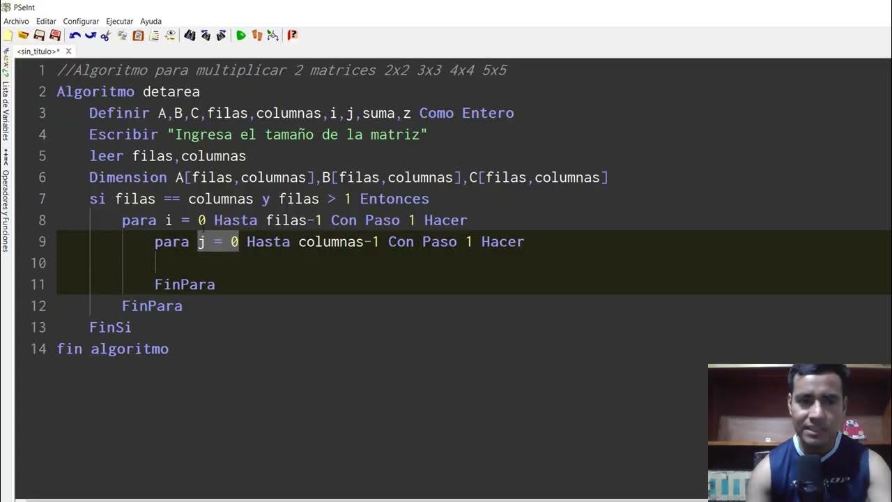 Algoritmo para multiplicar 2 matrices - YouTube