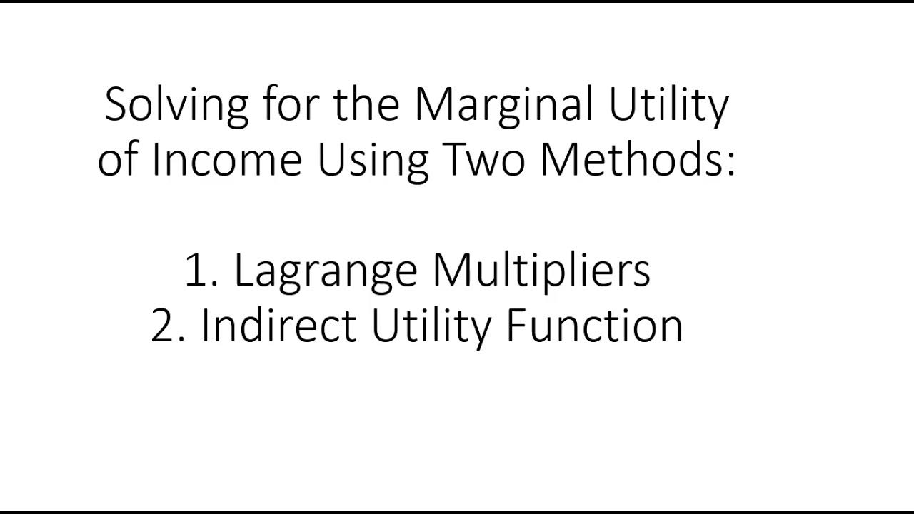 How to Solve for Marginal Utility of Income - YouTube