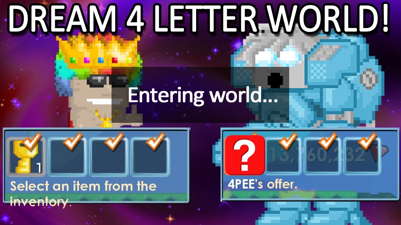 Selling Legend Bot his DREAM 4 Letter World! | Growtopia - YouTube