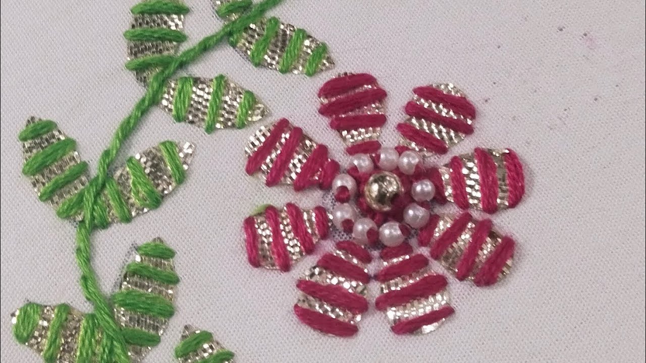 Gota Patti hand embroidery work likeandsubscribe - YouTube